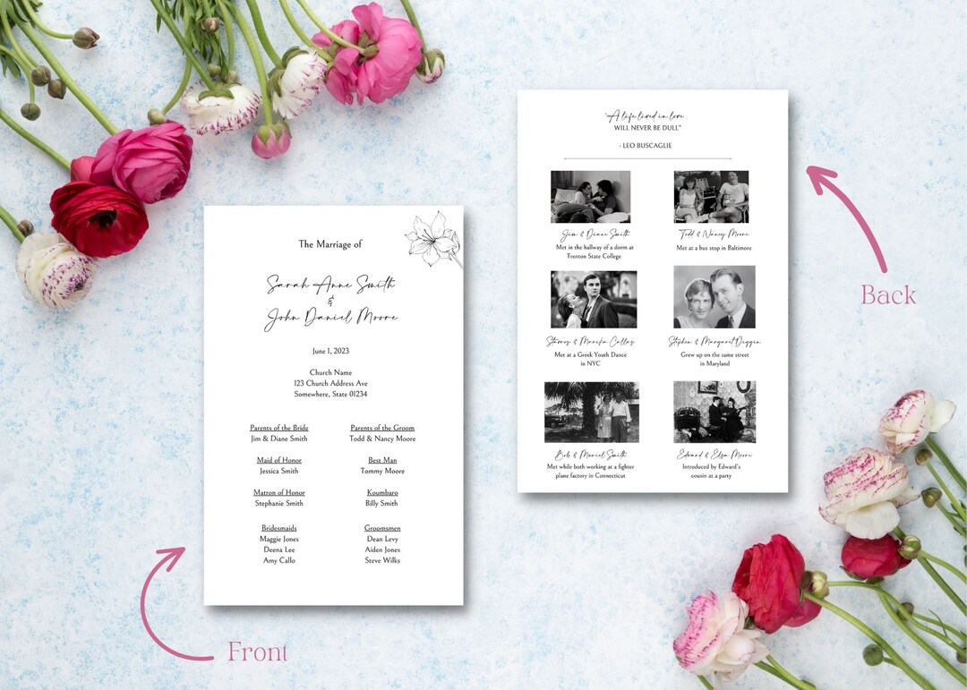 Bifold Wedding Program, Wedding Program Booklet, Greek Orthodox ...