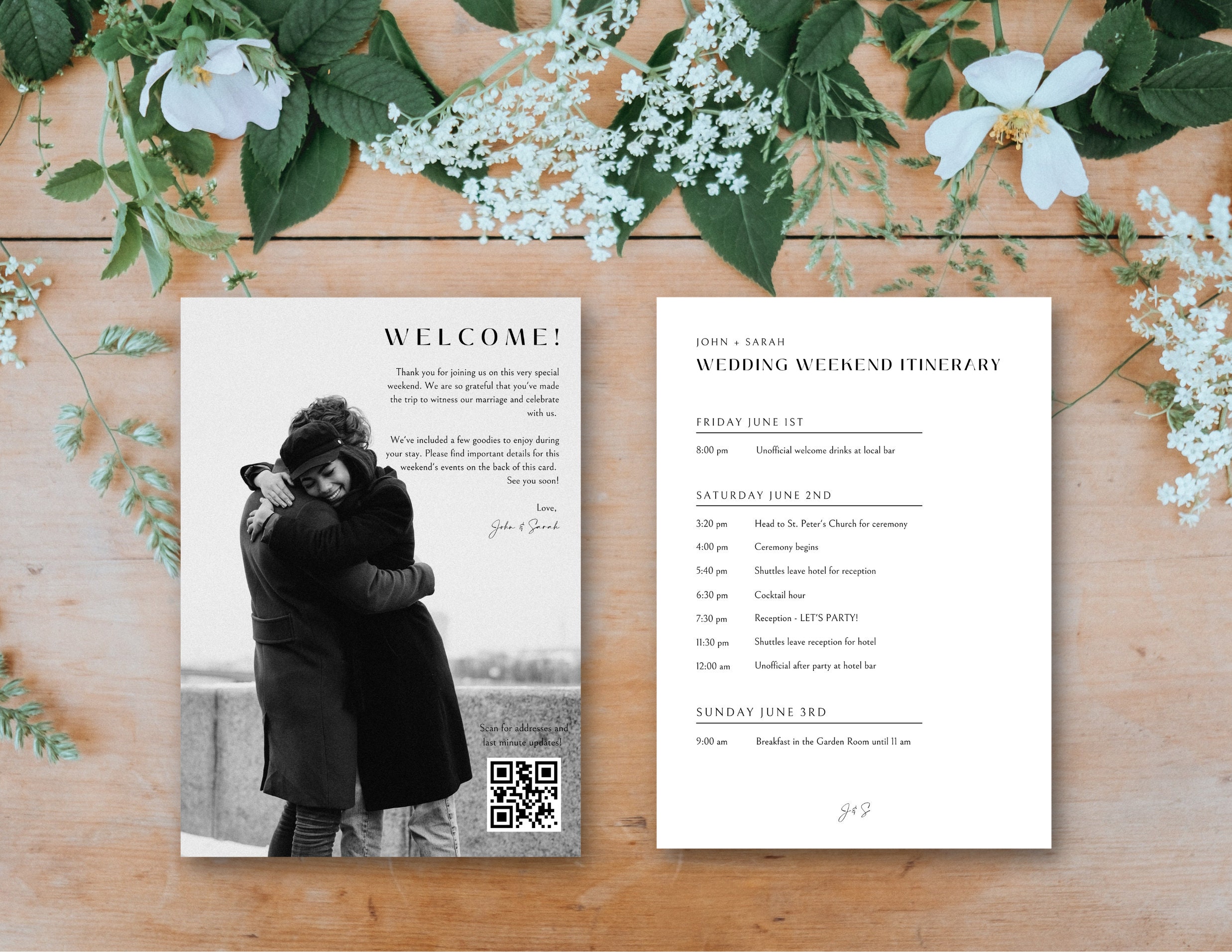 Wedding Welcome Note & Timeline Template, Wedding Weekend Itinerary ...