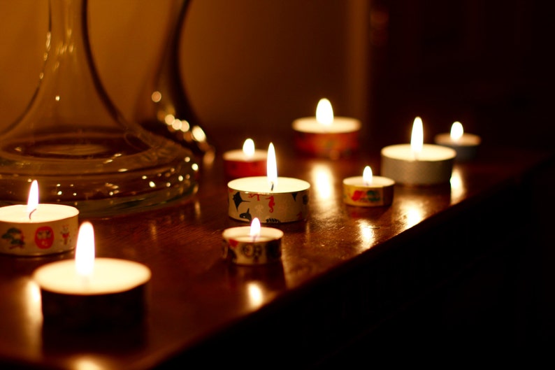3 Extra-tall Tea Light Candles Decorated With Washi Tape in - Etsy
