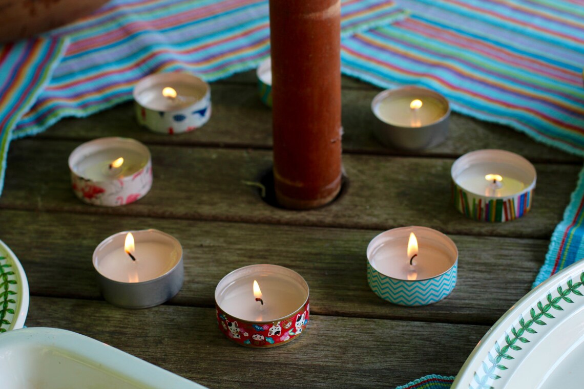 3 Extra-tall Tea Light Candles Decorated With Washi Tape in - Etsy