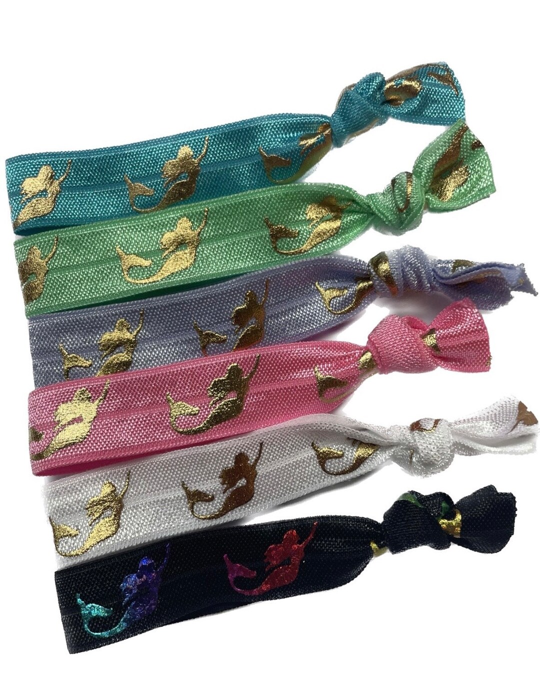 Mermaid Hair Ties Set: Party Favors, Crease Free Ponytail Holders - Etsy