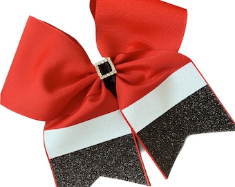 Santa Hat Glitter Cheer Bow/cheer Bow/glitter Bow/christmas Bow/holiday ...