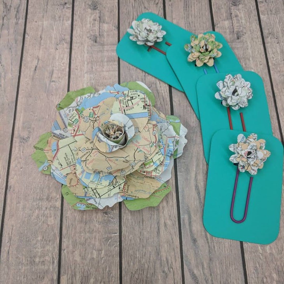Map Paper Flowers || Mixed Little Flowers, Travel Wedding Centerpiece ...