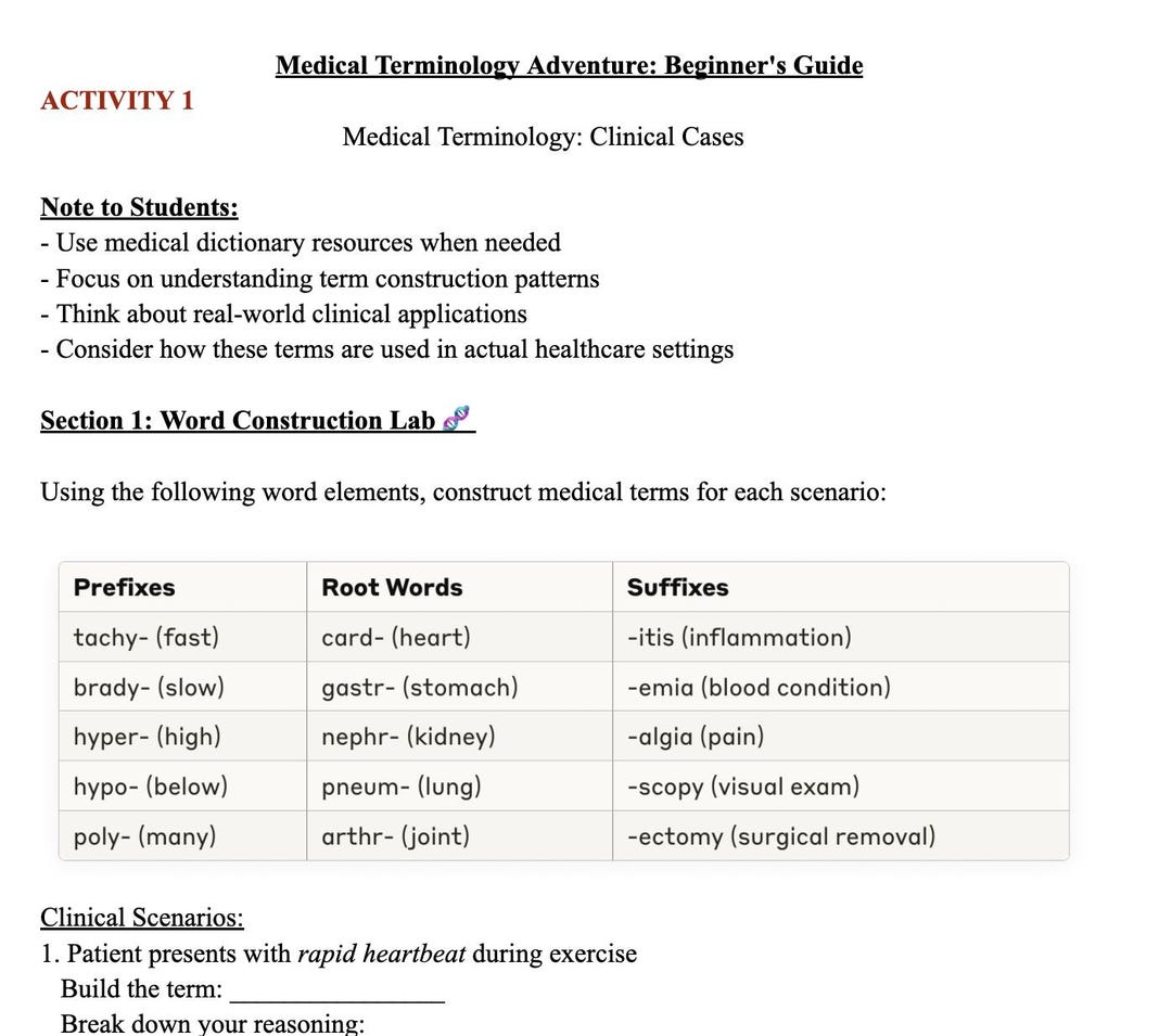 Medical Terminology Practice for Beginners - Etsy