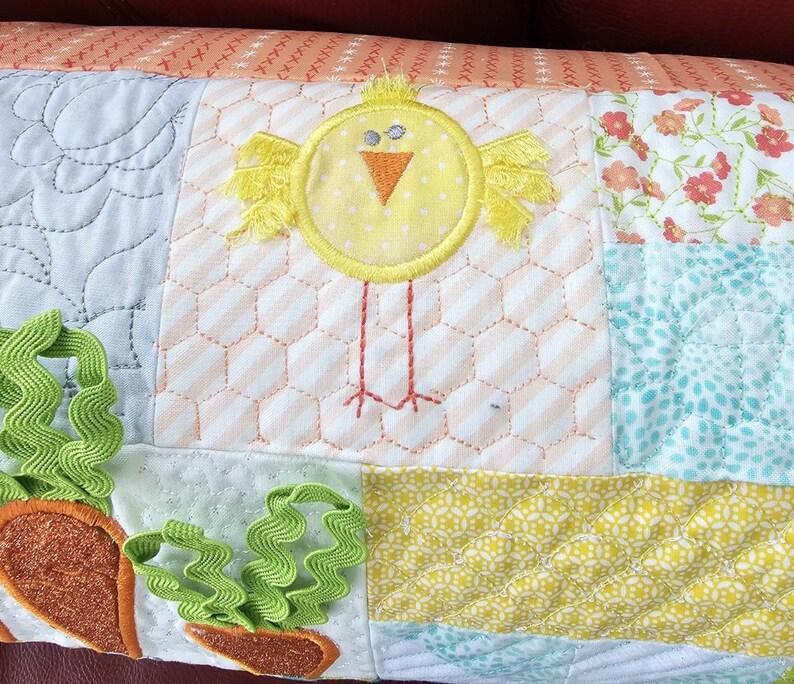 Quilted Kimberbell Hoppy Easter Bench Pillow Cover: Handmade Appliqued ...