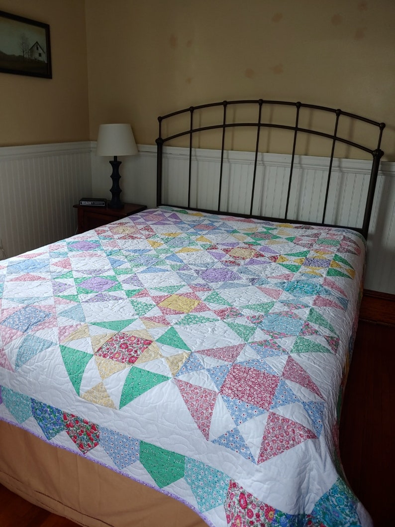 1930s Reproduction Queen Quilt: Vintage Style Soft Colors - Etsy