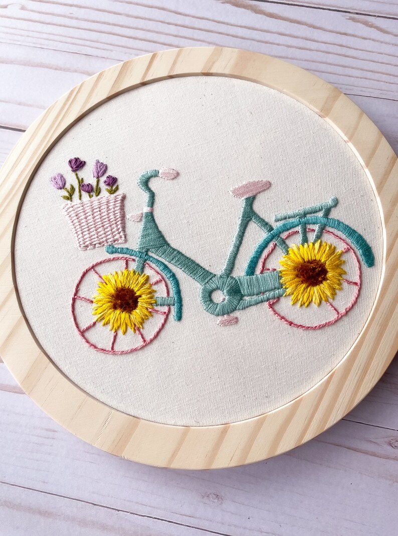 Spring Bicycle and Flowers Embroidery Design Instant Download PDF ...
