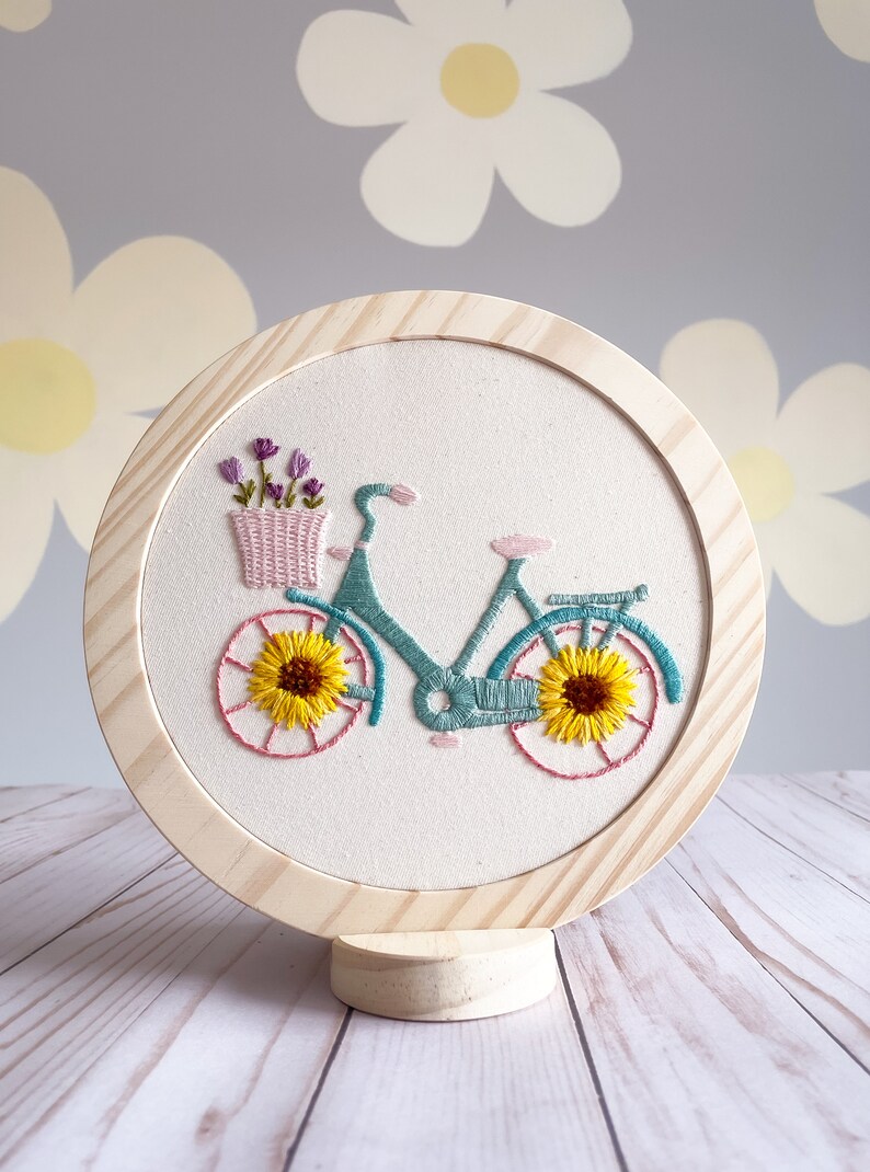 Spring Bicycle and Flowers Embroidery Design Instant Download PDF ...
