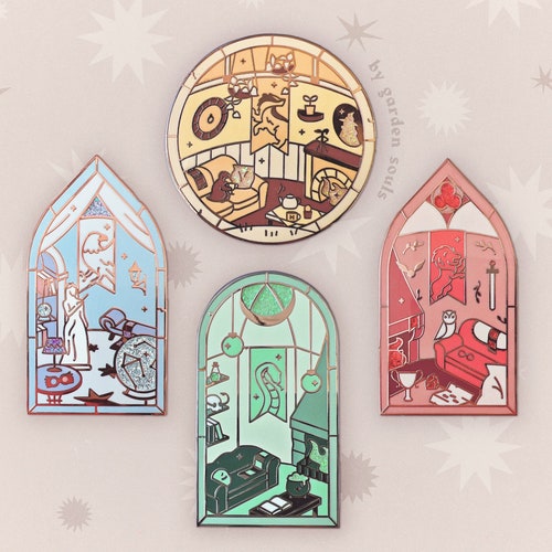 Stained Glass Magic Windows Enamel Pins Set - Etsy