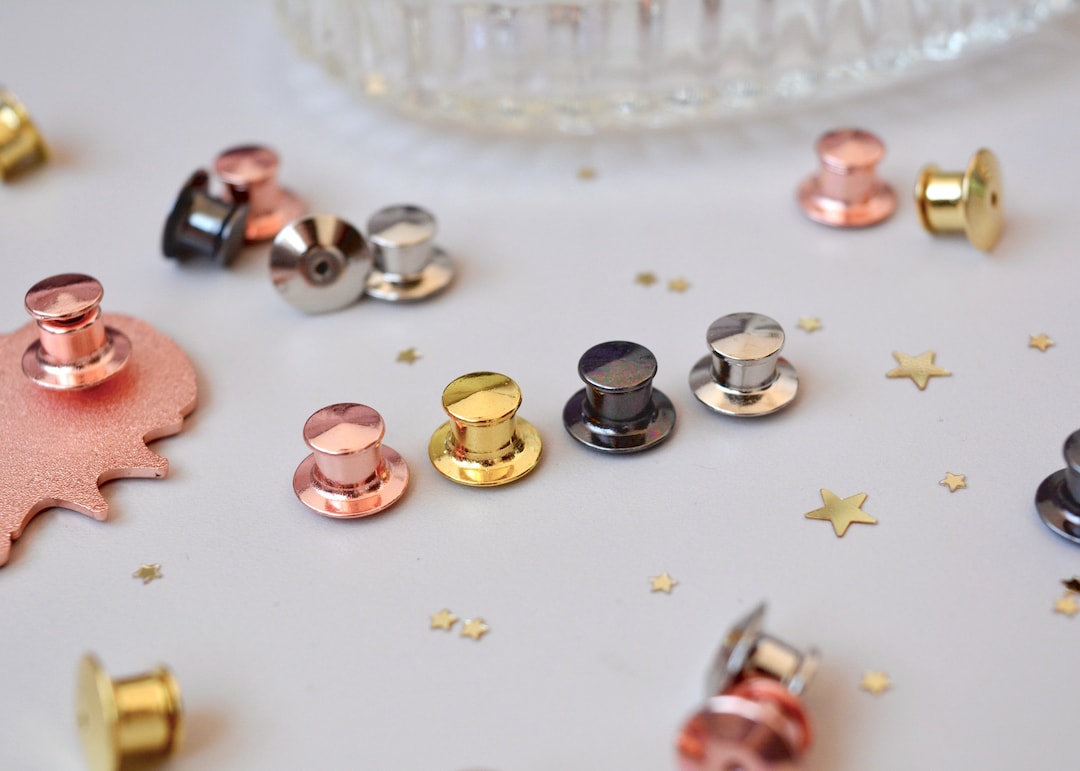 Deluxe Locking Pin Backs – Various Metal Colors Clutch Rose Gold, Extra ...