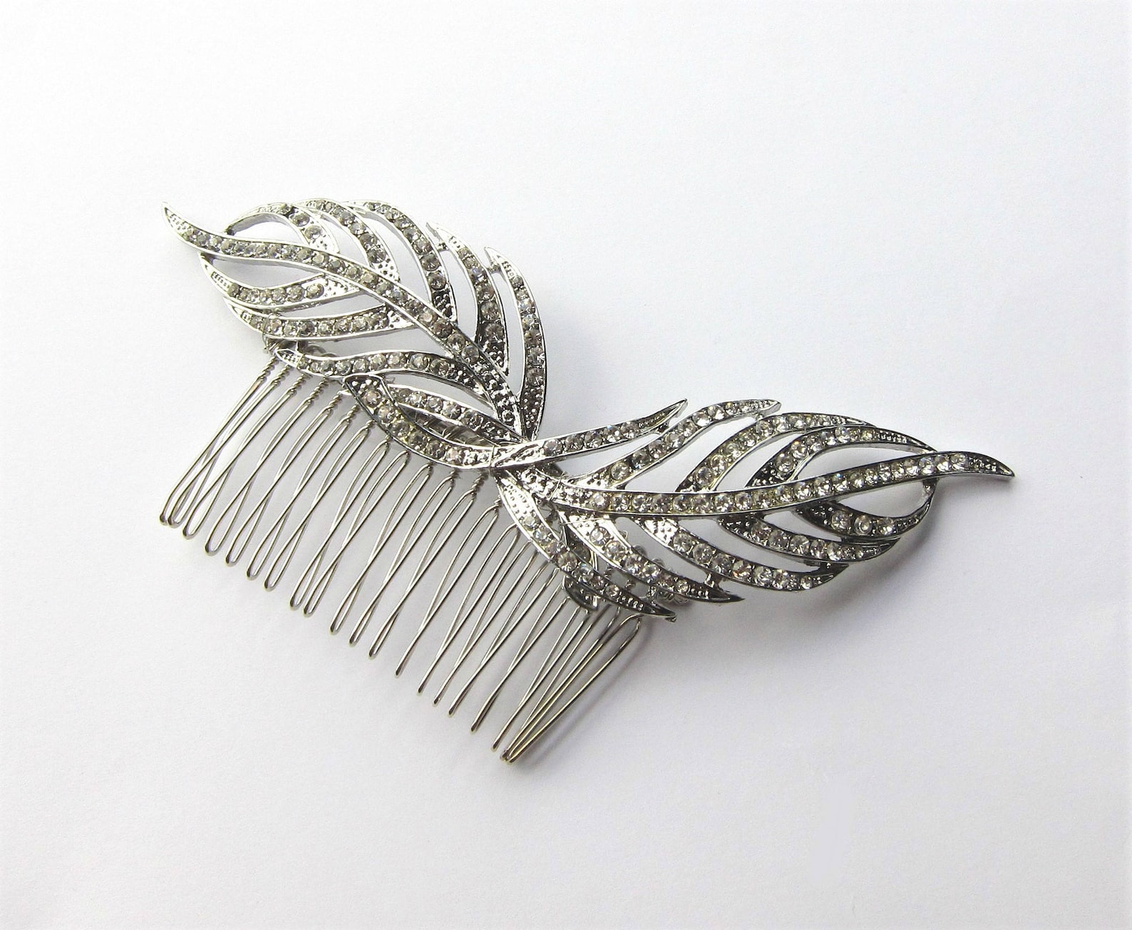 Crystal Feather Hair Comb Leaf Hair Comb Vintage Inspired - Etsy