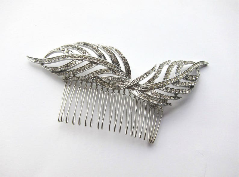 Crystal Feather Hair Comb Leaf Hair Comb Vintage Inspired | Etsy