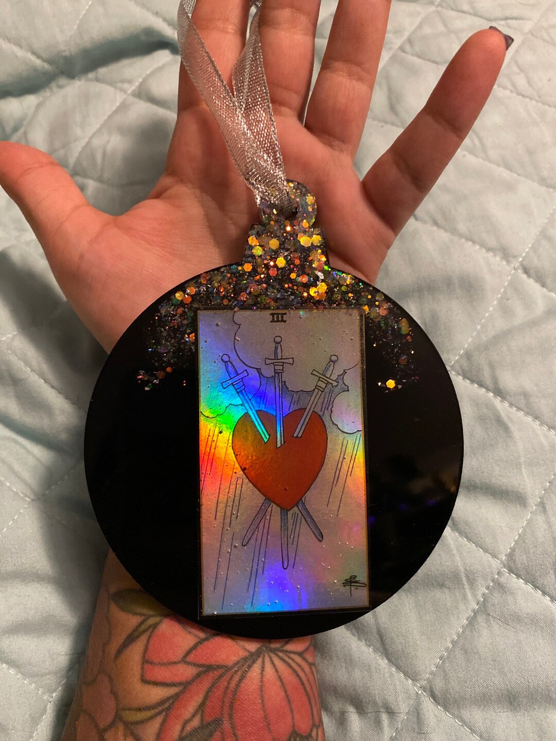 3 of Swords Ornament - Etsy