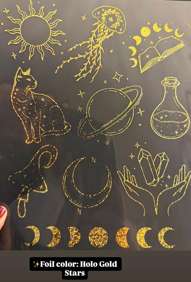 Celestial Wonder Foil Sheet, Mystical Foiled Images for Resin Inclusion ...