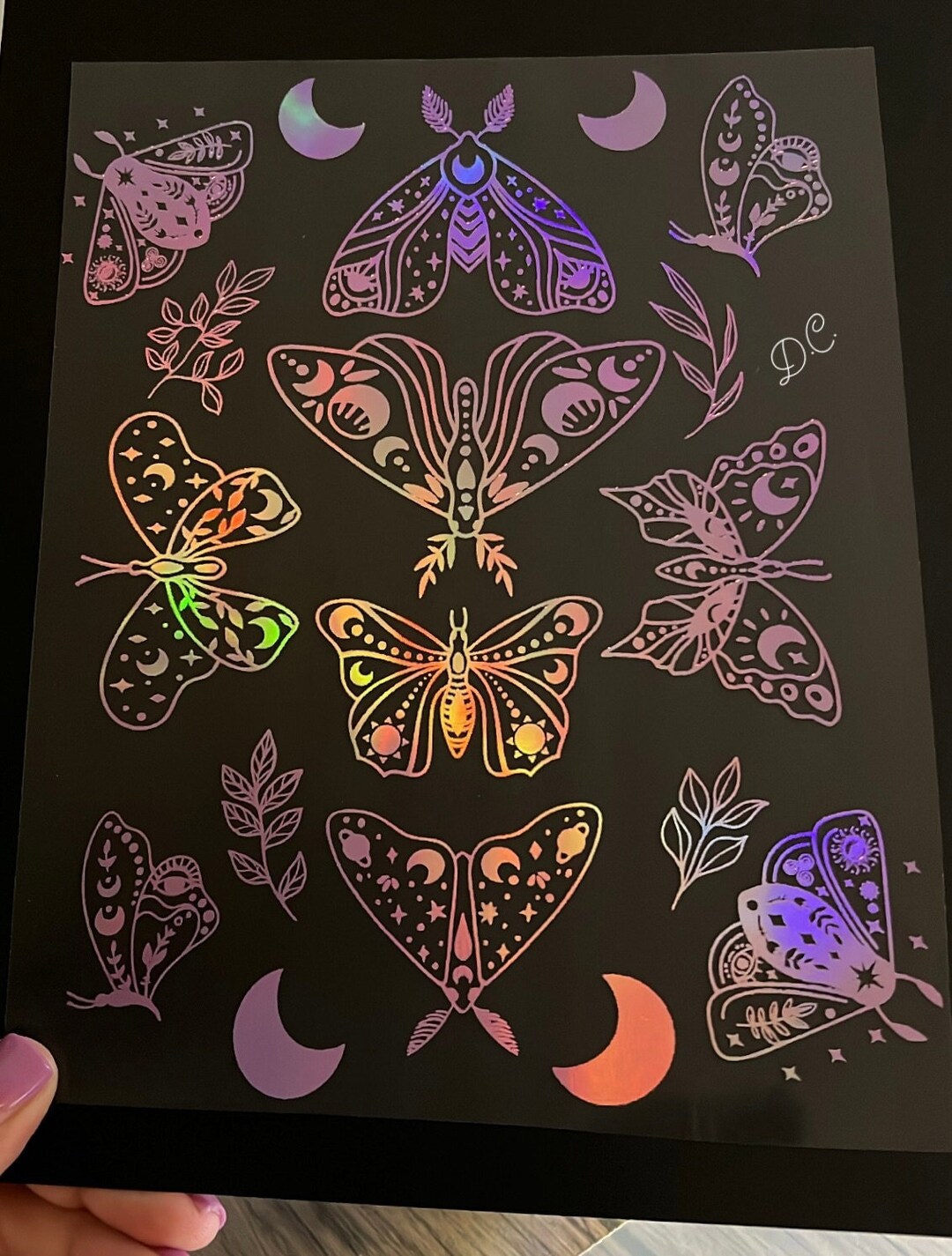 Celestial Moths Foil Sheet, Foiled Images for Resin Inclusion and ...