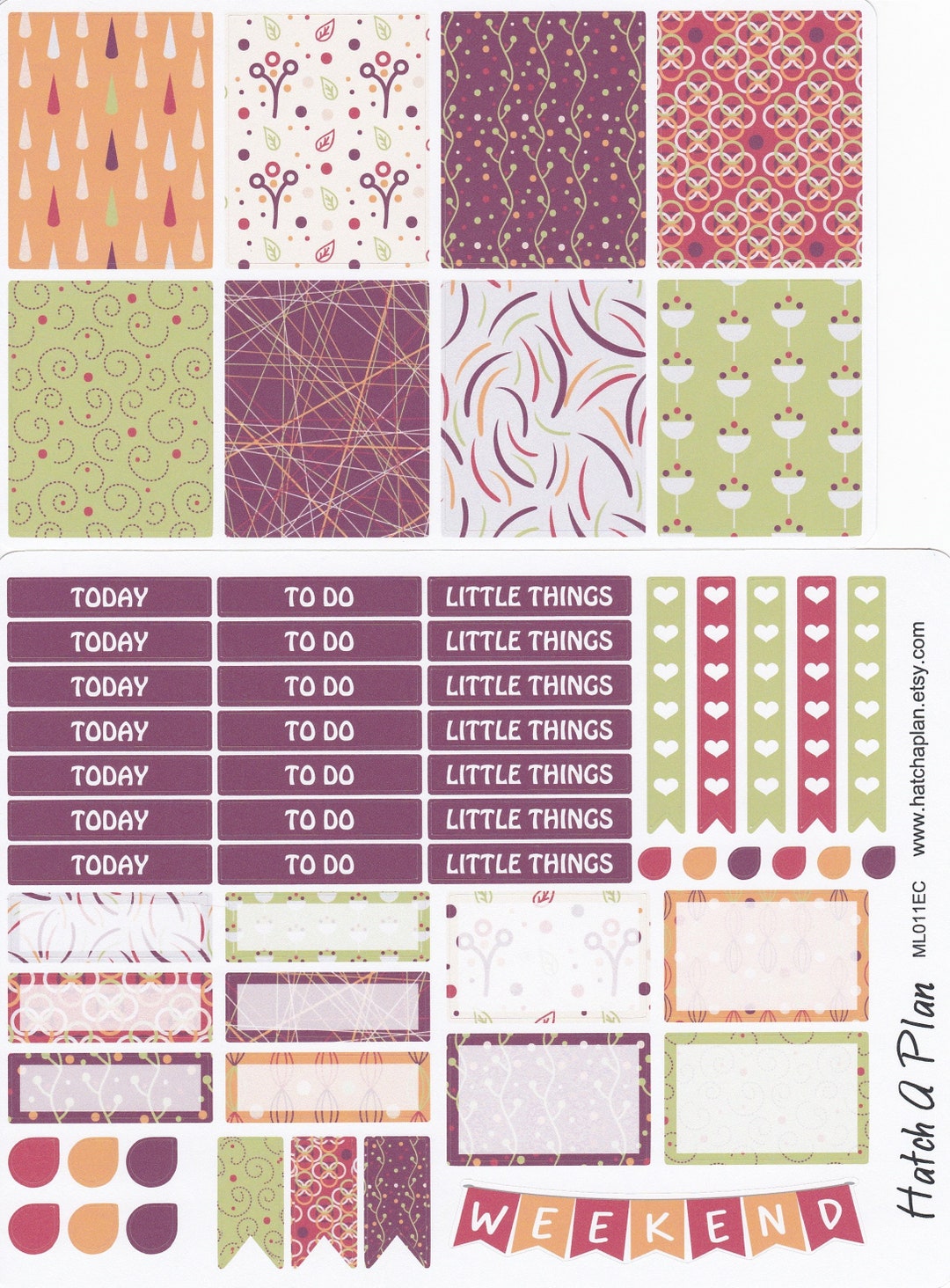 Spring Planner Stickers | Green and Plum Stickers |fits Erin Condren ...