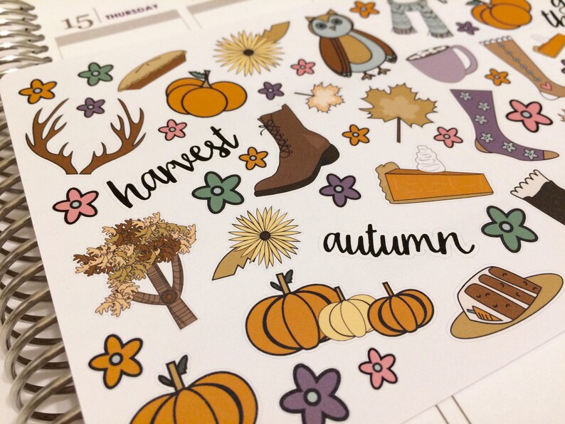 Fall Planner Stickers | Autumn Stickers | Pumpkin | Harvest Stickers ...