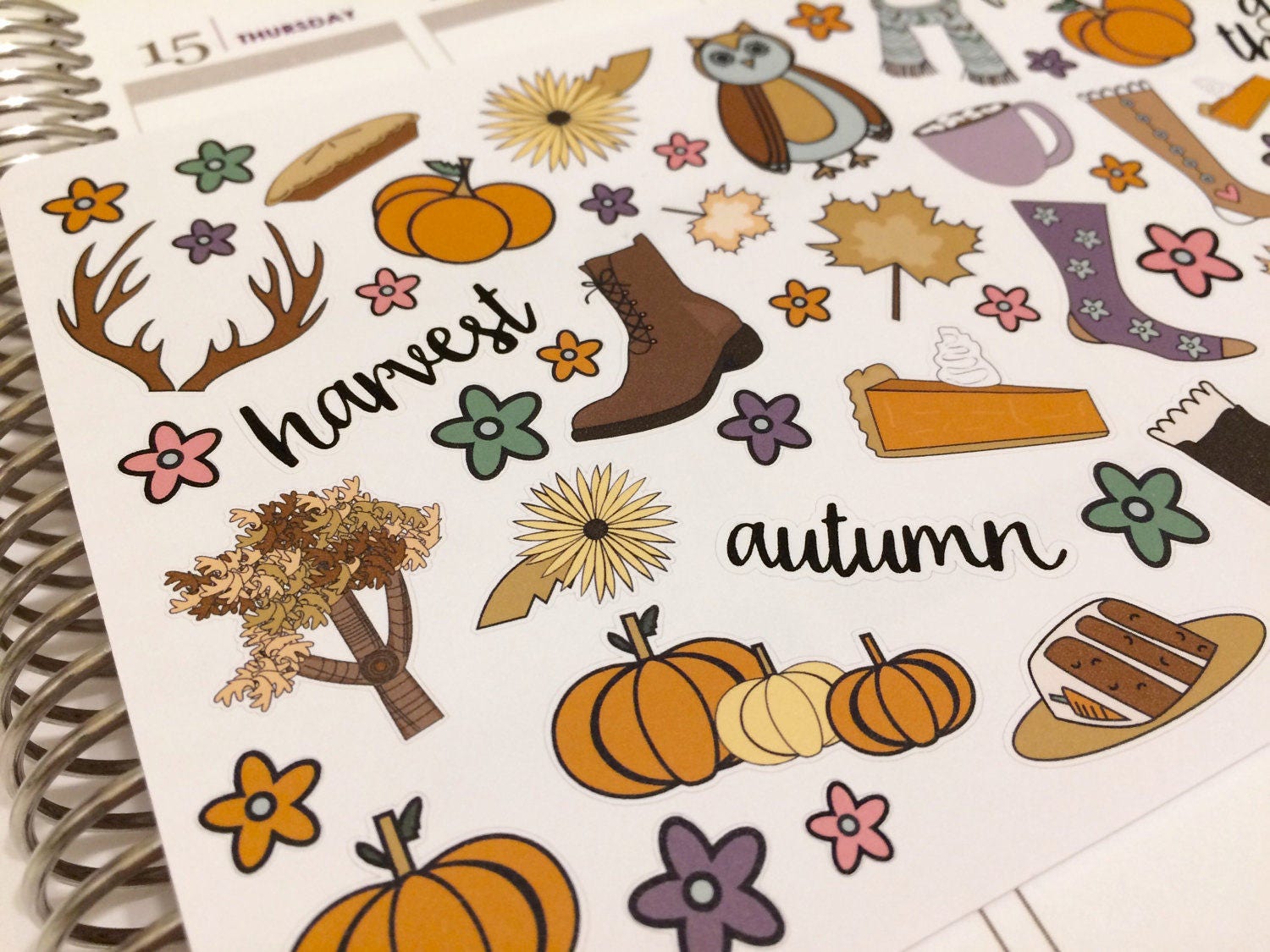 Fall Planner Stickers Autumn Stickers Pumpkin Harvest | Etsy