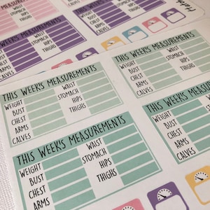Weight Planner Stickers | Body Measurement Stickers | Two Sheets ...