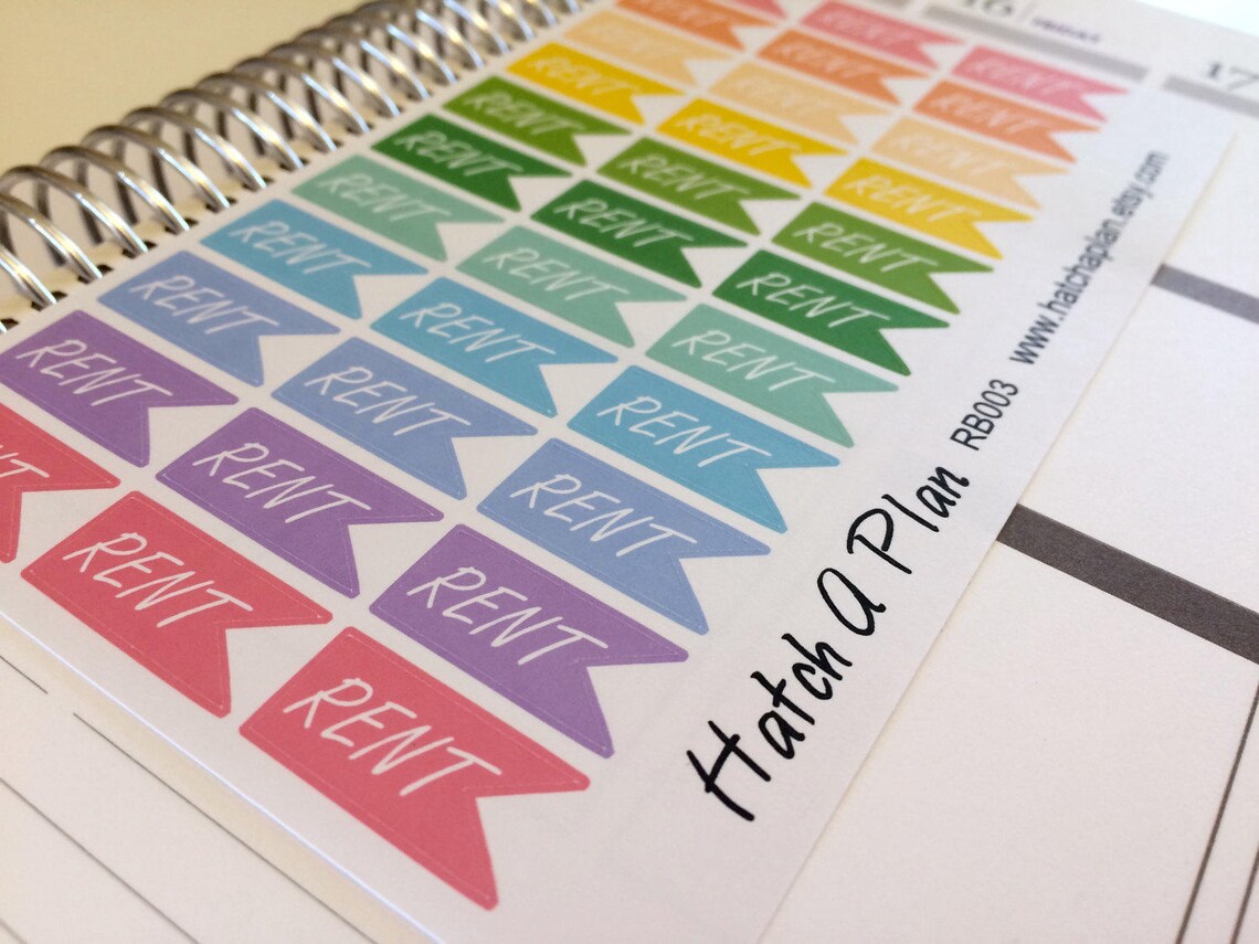 Pay Rent Planner Stickers | Rent Banner Stickers | Rent Reminder ...