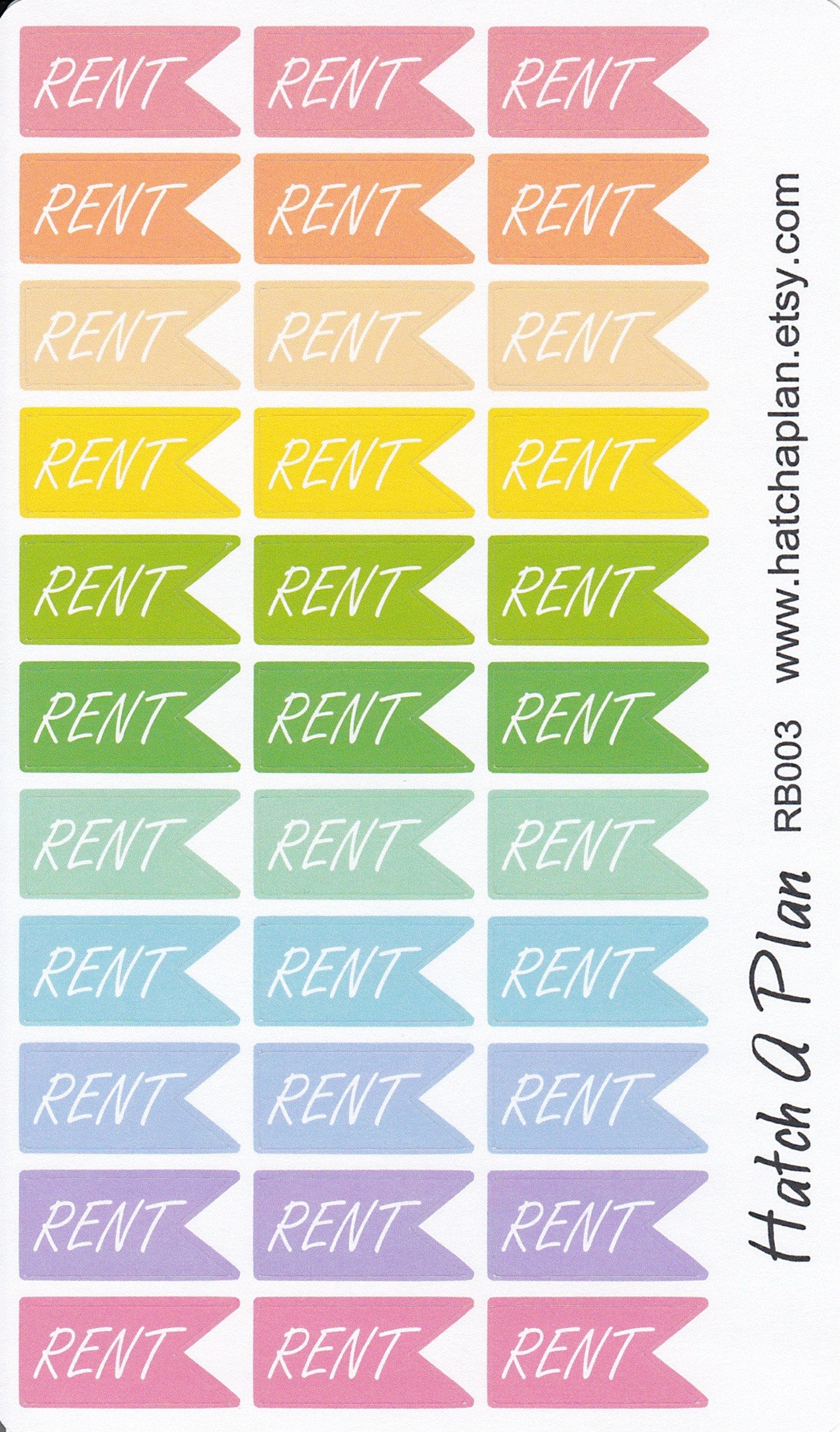 Pay Rent Planner Stickers Rent Banner Stickers Rent | Etsy