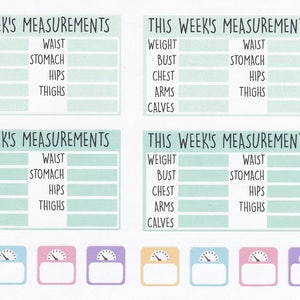 Weight Planner Stickers | Body Measurement Stickers | Two Sheets ...