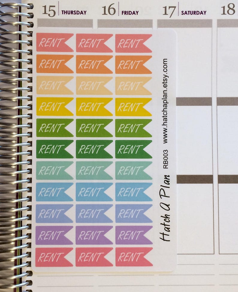 Pay Rent Planner Stickers Rent Banner Stickers Rent | Etsy
