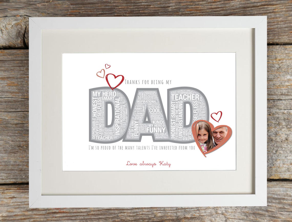 Daddy / Dad Present Personalised Photo Print Custom Fathers | Etsy