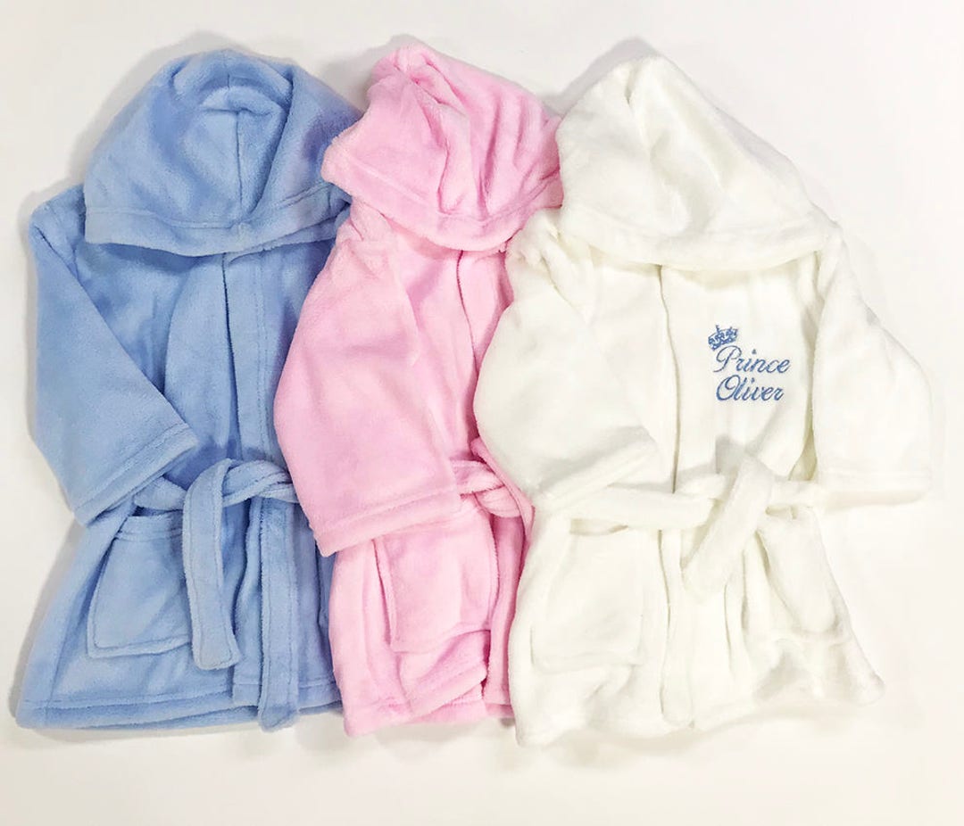 Personalised Embroidered Baby Robe Dressing Gown Towel Hat Toddler Gift ...
