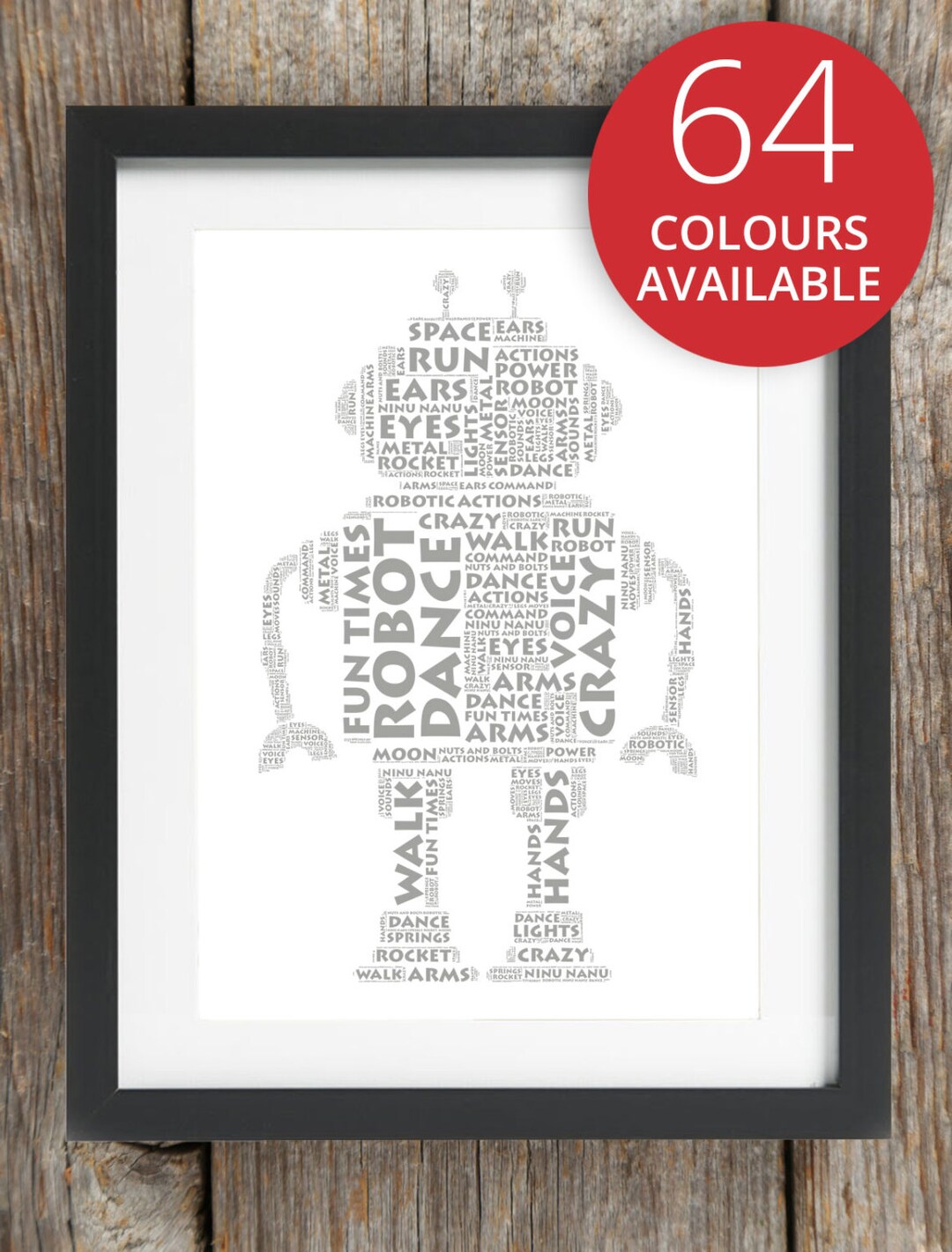 Robot Word Art Print Personalised Print Typography Cloud Word Art Your ...