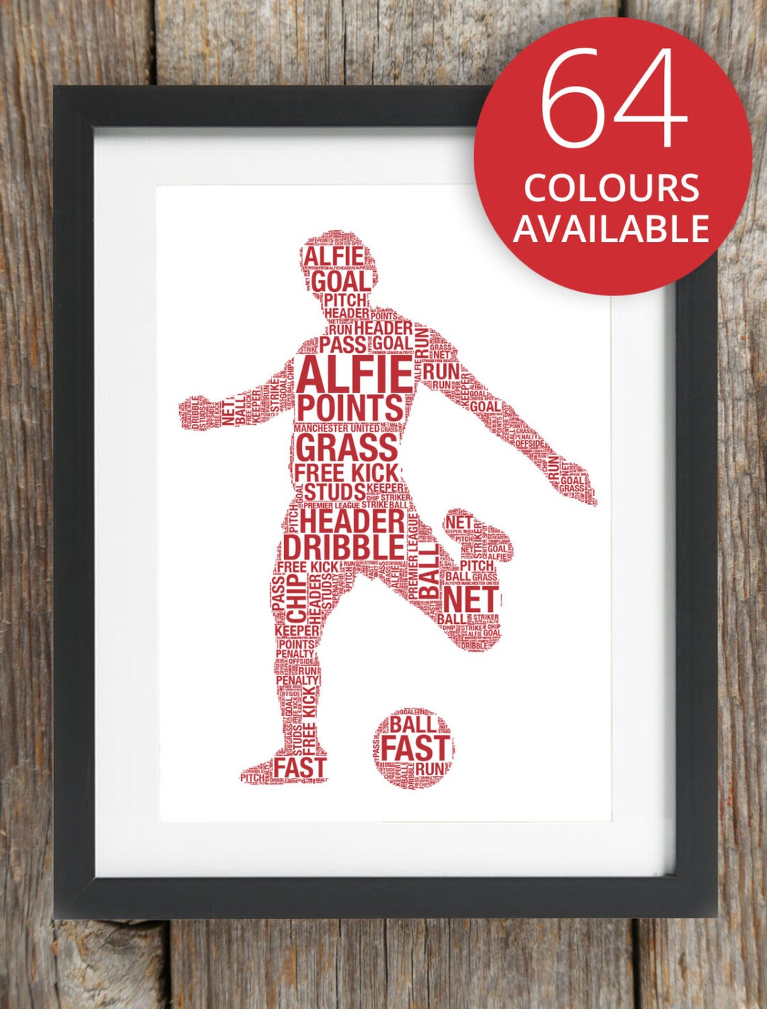 Football Word Art Print Personalised Football Print Typography Footy ...