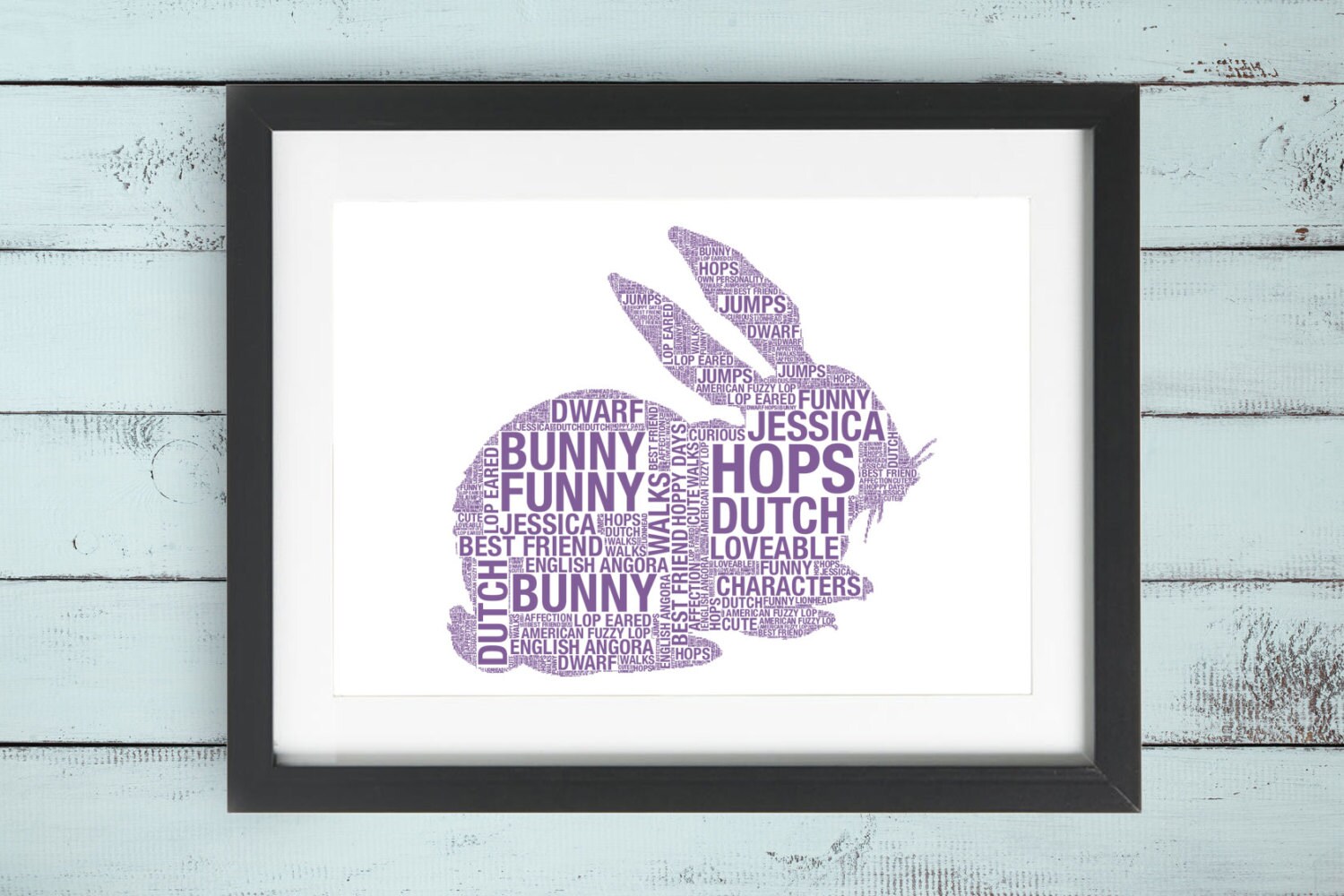 Bunny Rabbit Word Art Print Personalised Rabbit Print Pet | Etsy