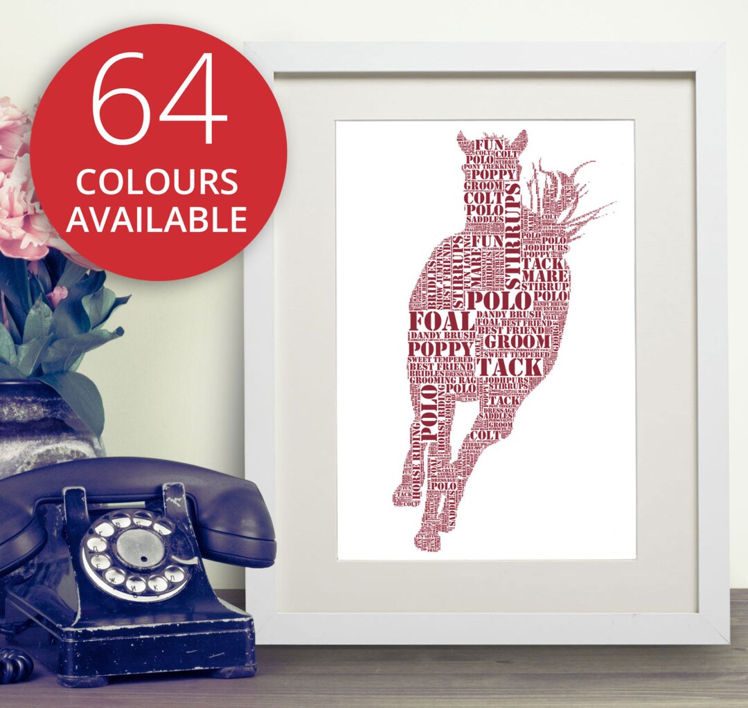 Horse Word Art Print Personalised Horse Print Horse Portrait in Memory ...