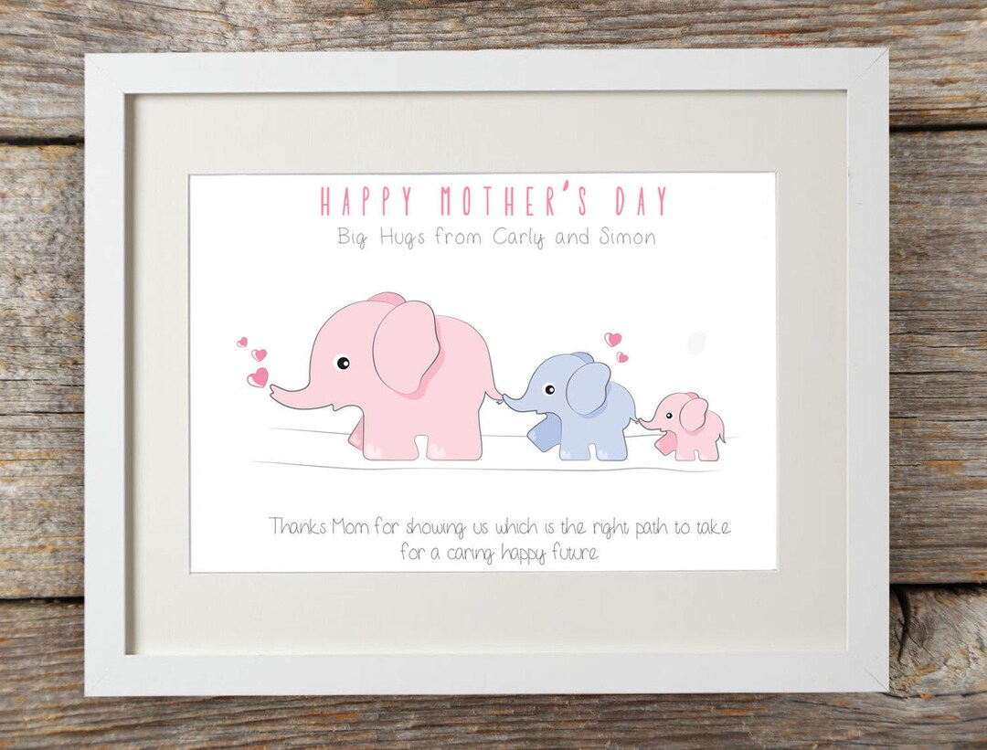 Personalised Happy Mothers Day Elephant Print Gift Mum Mom Mummy Mommy ...