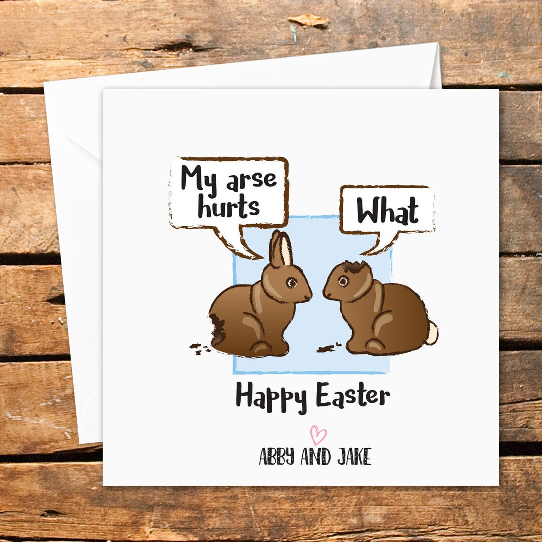 Personalised Handmade Easter Card Chocolate Bunny Rabbit Funny Rude ...