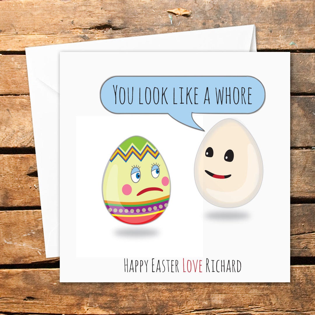 Personalised Handmade Easter Card Happy Egg Whore Funny Rude Adult ...