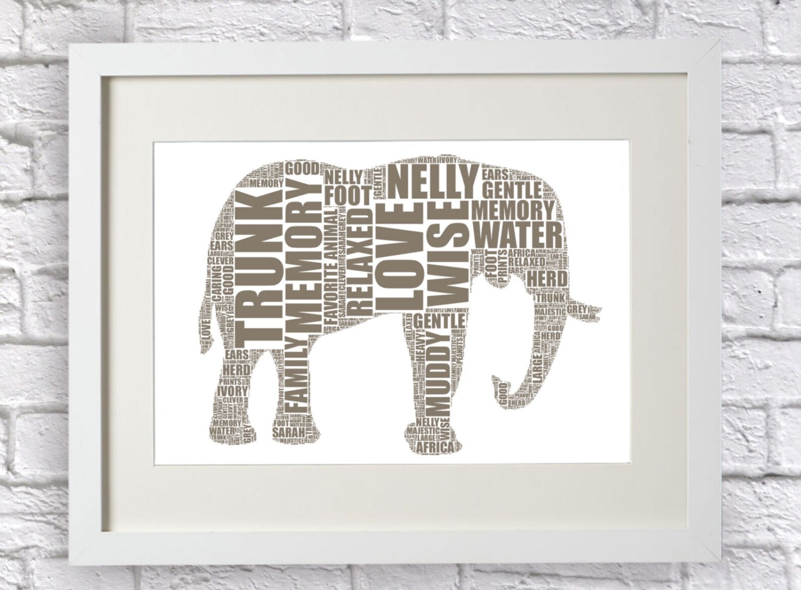 Elephant Word Art Print Personalised Elephant Print - Etsy