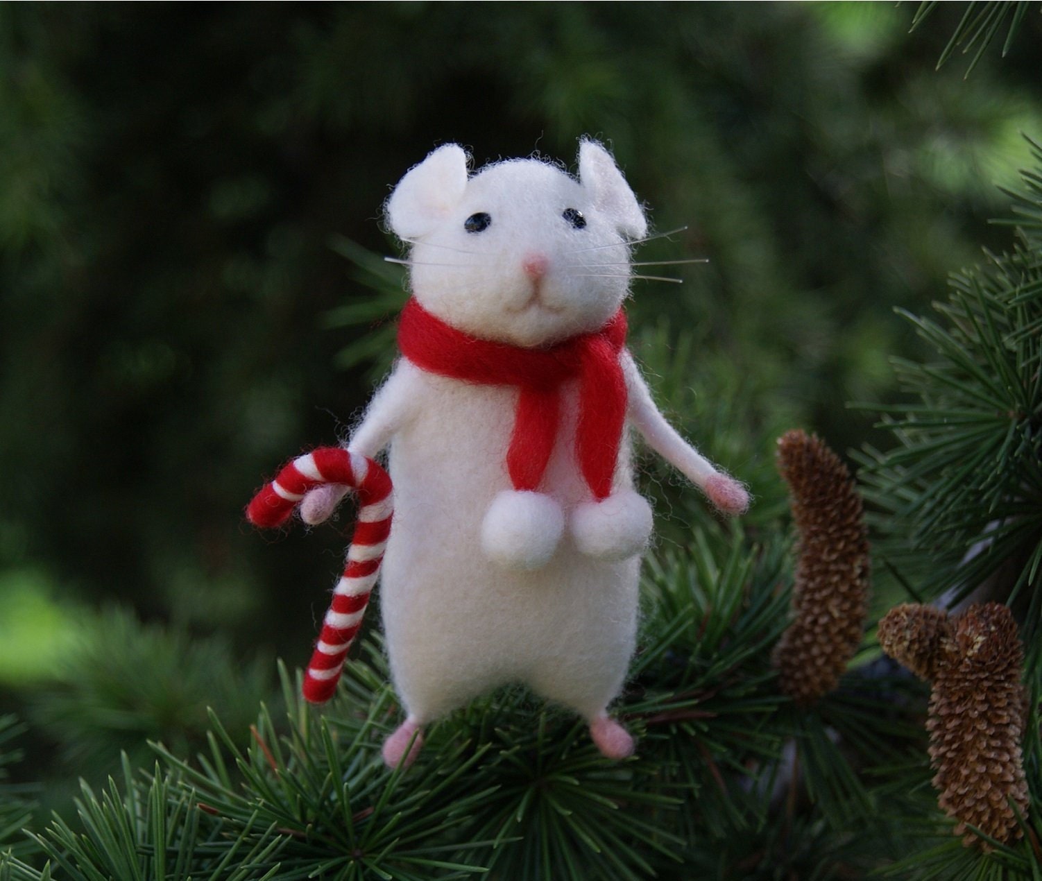 Needle Felted Mouse Christmas Mouse White Mouse Needle - Etsy