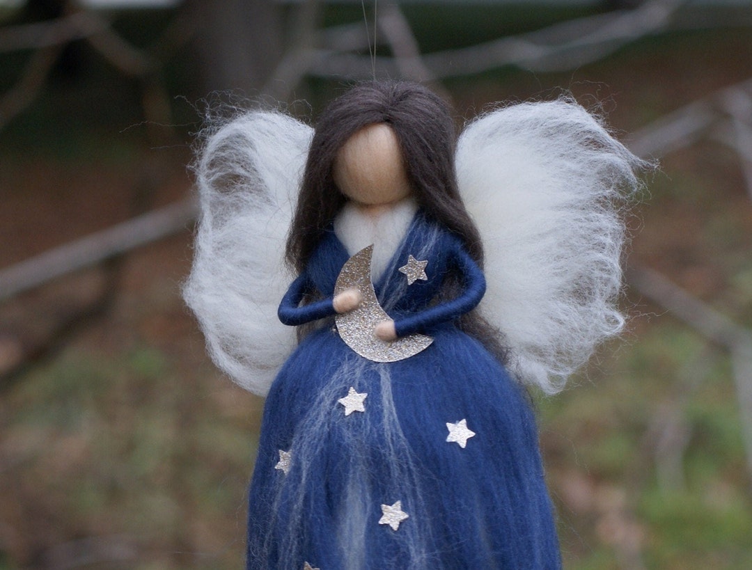 Wool Needle Felted Moon Fairy - Etsy
