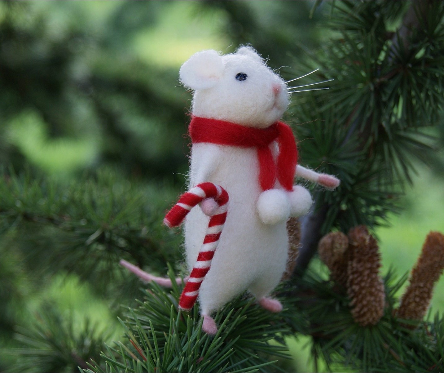 Needle Felted Mouse Christmas Mouse White Mouse Needle - Etsy