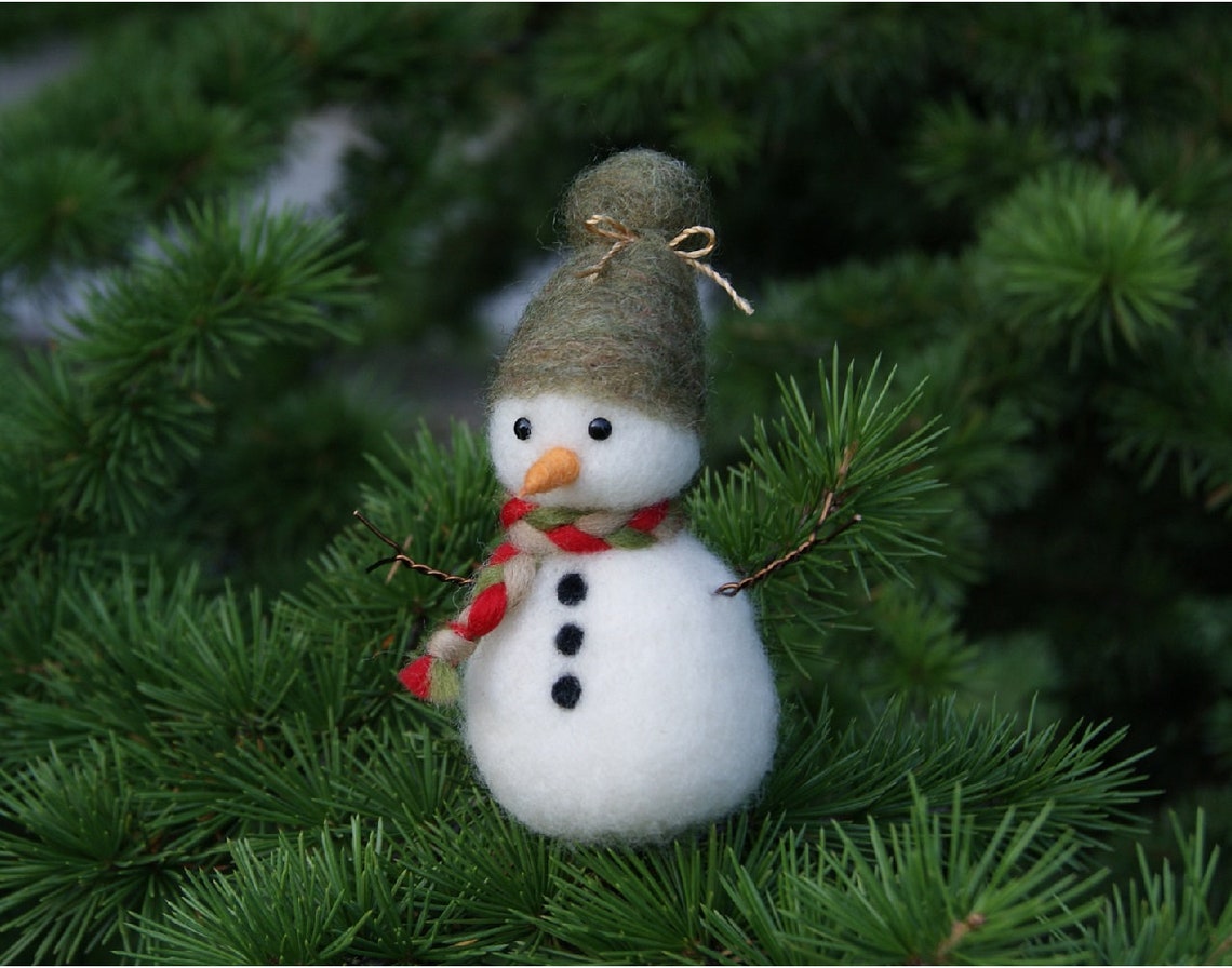 Needle Felted Snowman Christmas Snowman - Etsy