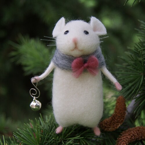Needle Felted Mouse Christmas Mouse White Mouse Needle - Etsy