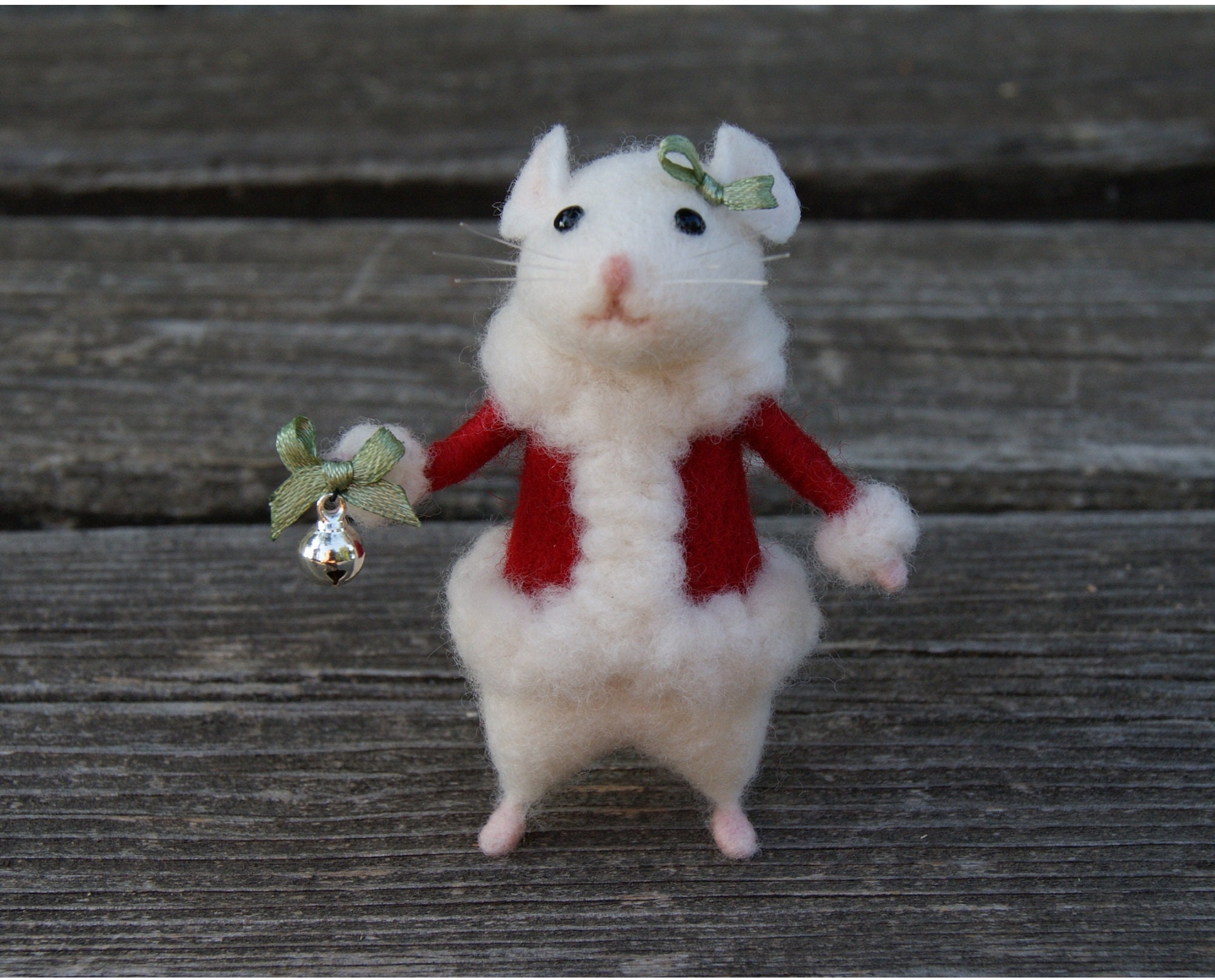 Needle Felted Mouse Christmas Mouse White Mouse Needle Felted - Etsy