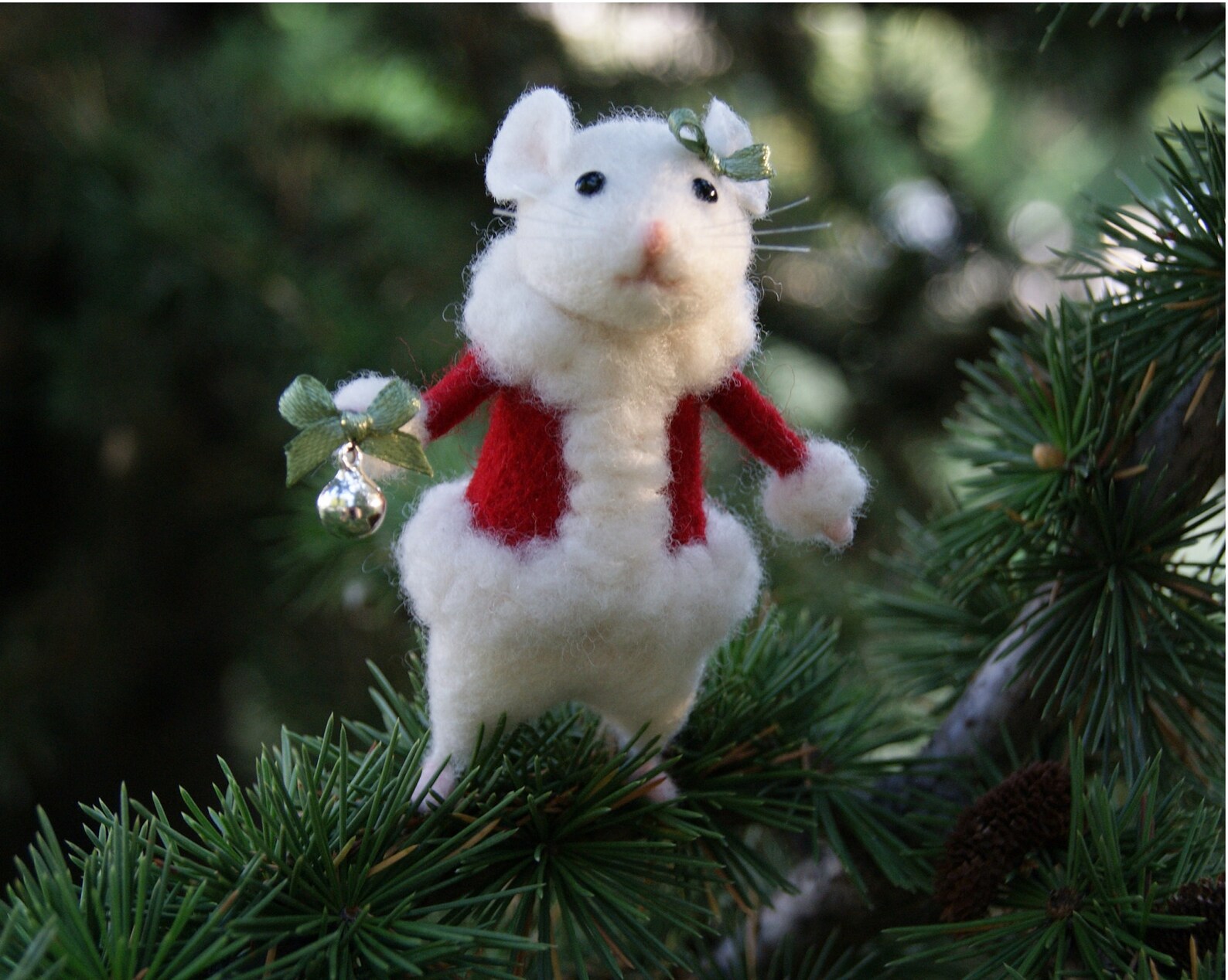 Needle Felted Mouse Christmas Mouse White Mouse Needle Felted - Etsy