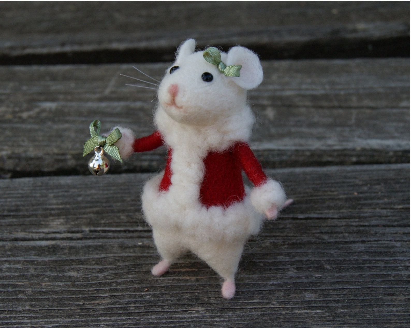 Needle Felted Mouse Christmas Mouse White Mouse Needle Felted - Etsy