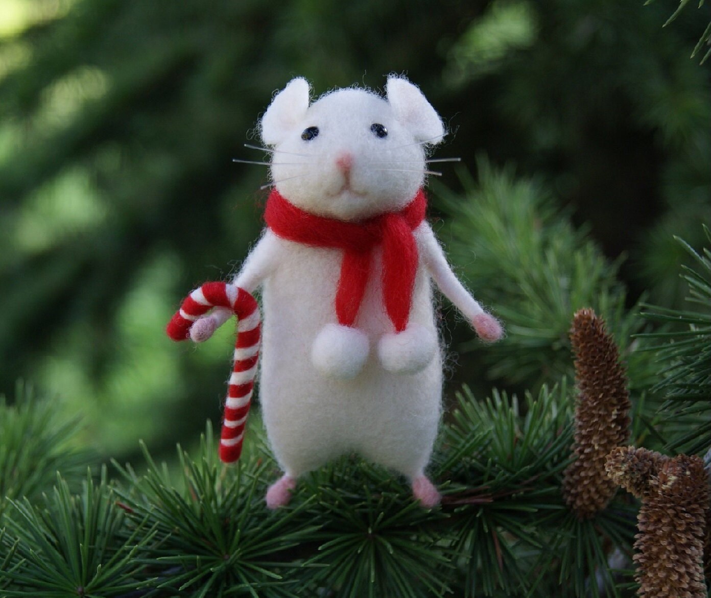 Needle Felted Mouse Christmas Mouse White Mouse Needle - Etsy