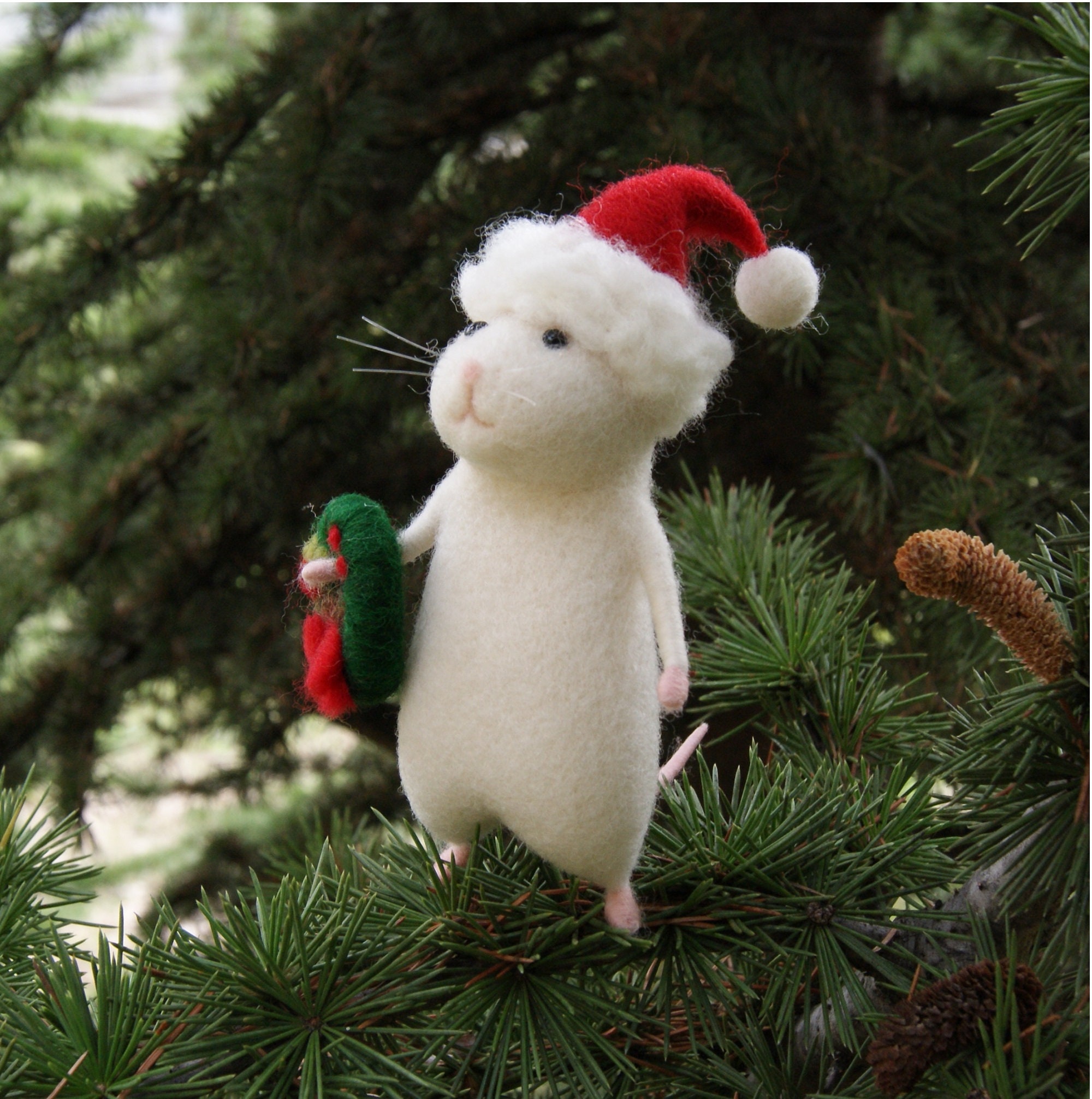 Needle Felted Mouse Christmas Mouse White Mouse Needle Felt - Etsy Canada