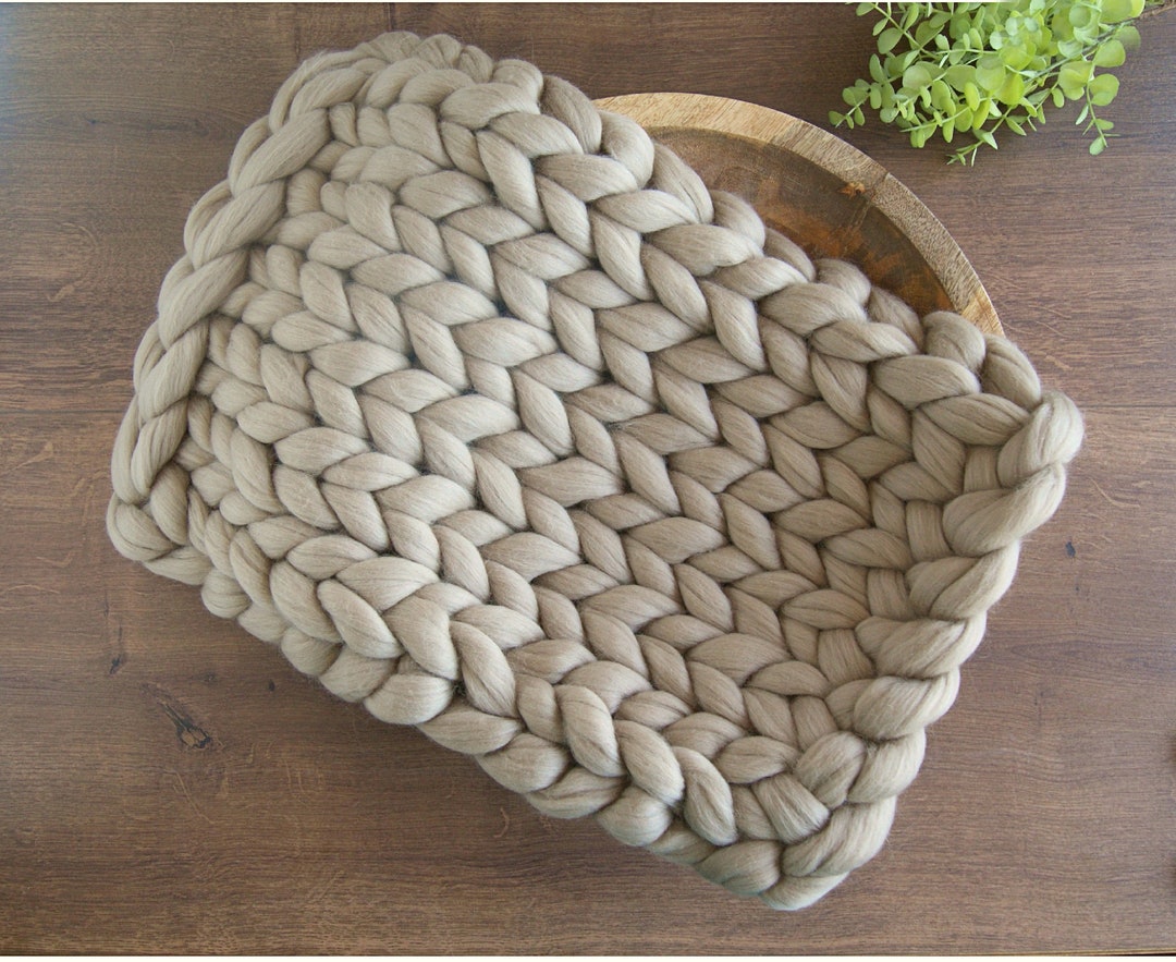 Newborn Wool Blanket, Merino Bump Blanket, Chunky Wool Blanket, Hand ...