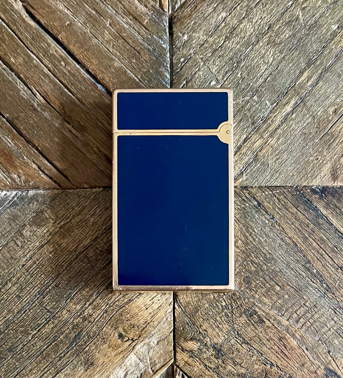 S. T. Dupont Lighter, Line 2, Blue Chinese Lacquer, Gold-plated Vintage ...