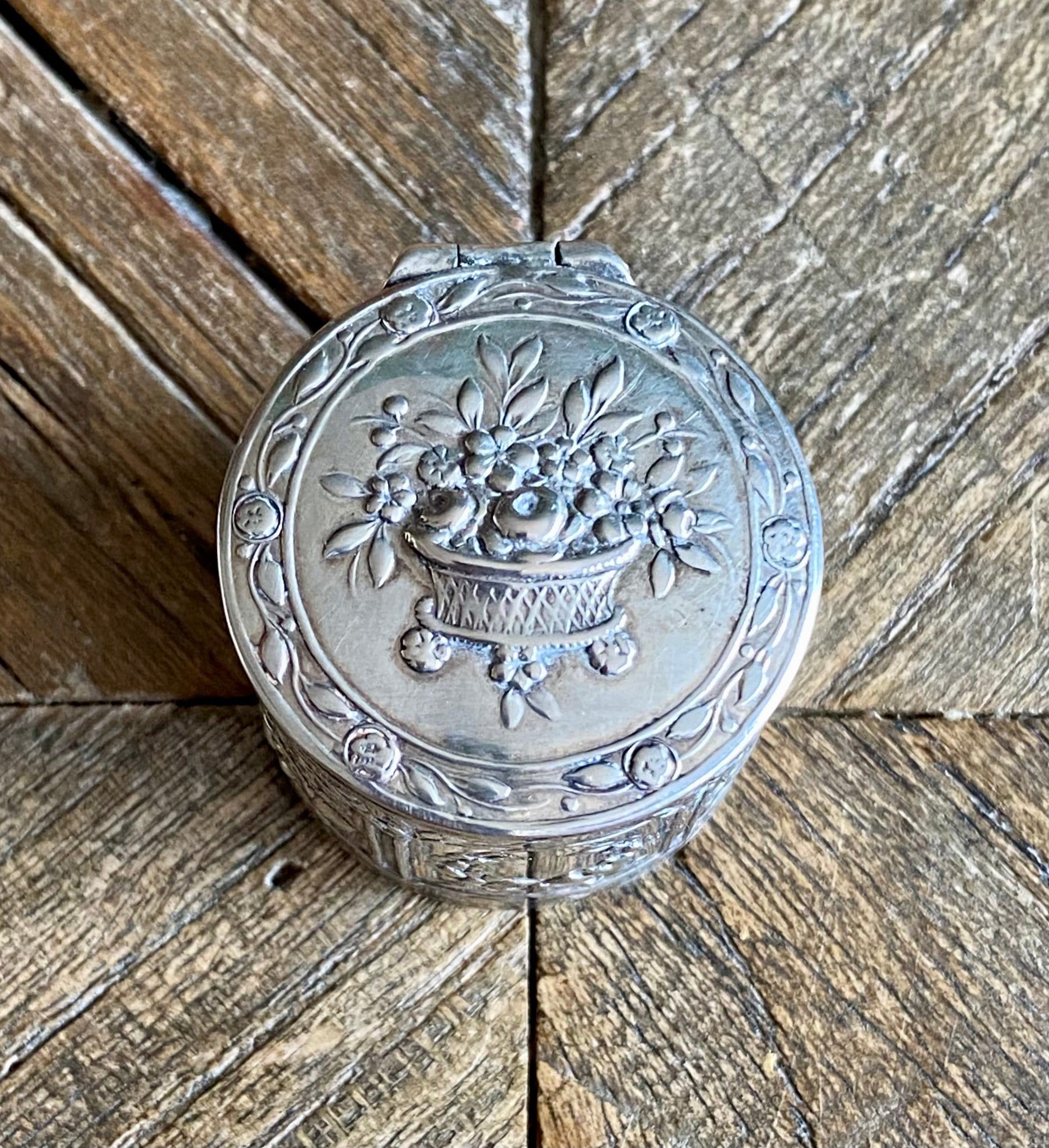 Two Antique Pill Boxes in Embossed Silver - Etsy